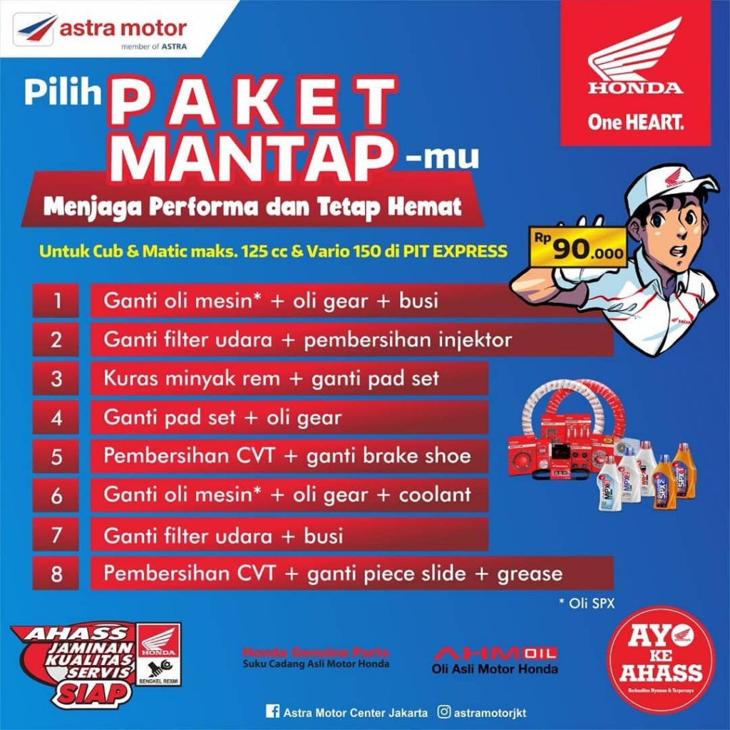 AHASS Tawarkan 8 Pilihan Servis Honda Paket Mantap Rp 90 Ribu